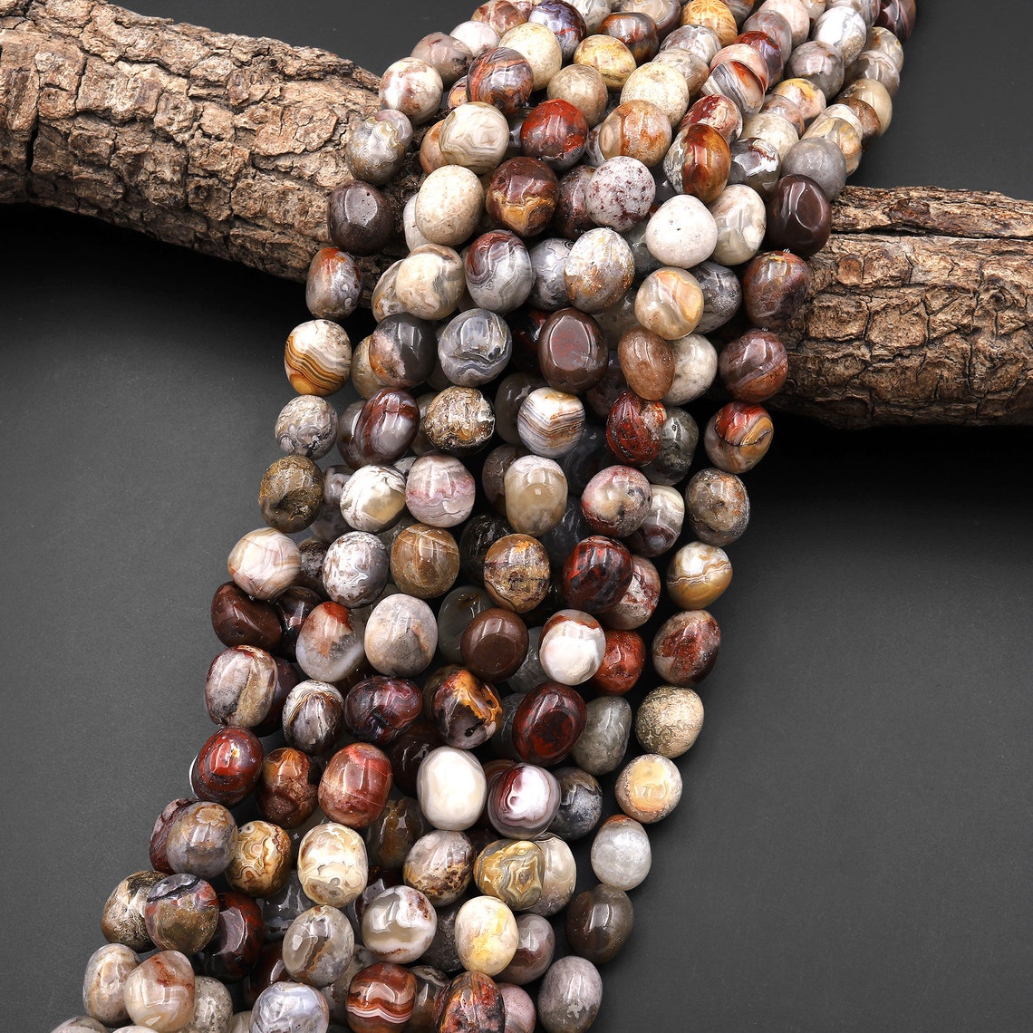 Natural Laguna Lace Agate Freeform Pebble Nugget Beads From Mexico 15.5 ...