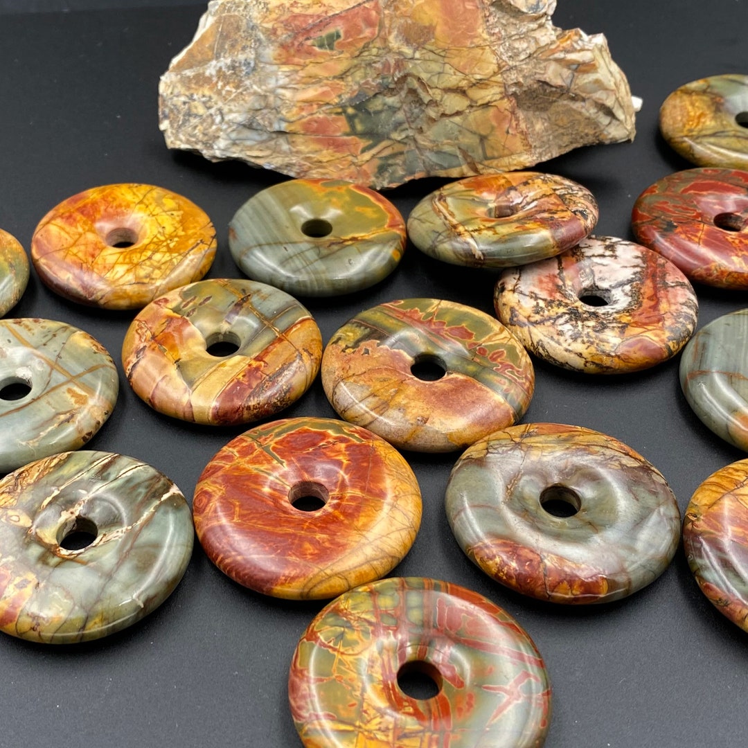 Red Creek Jasper Donut Pendant 30mm 40mm Aka Multicolor Picasso Jasper ...
