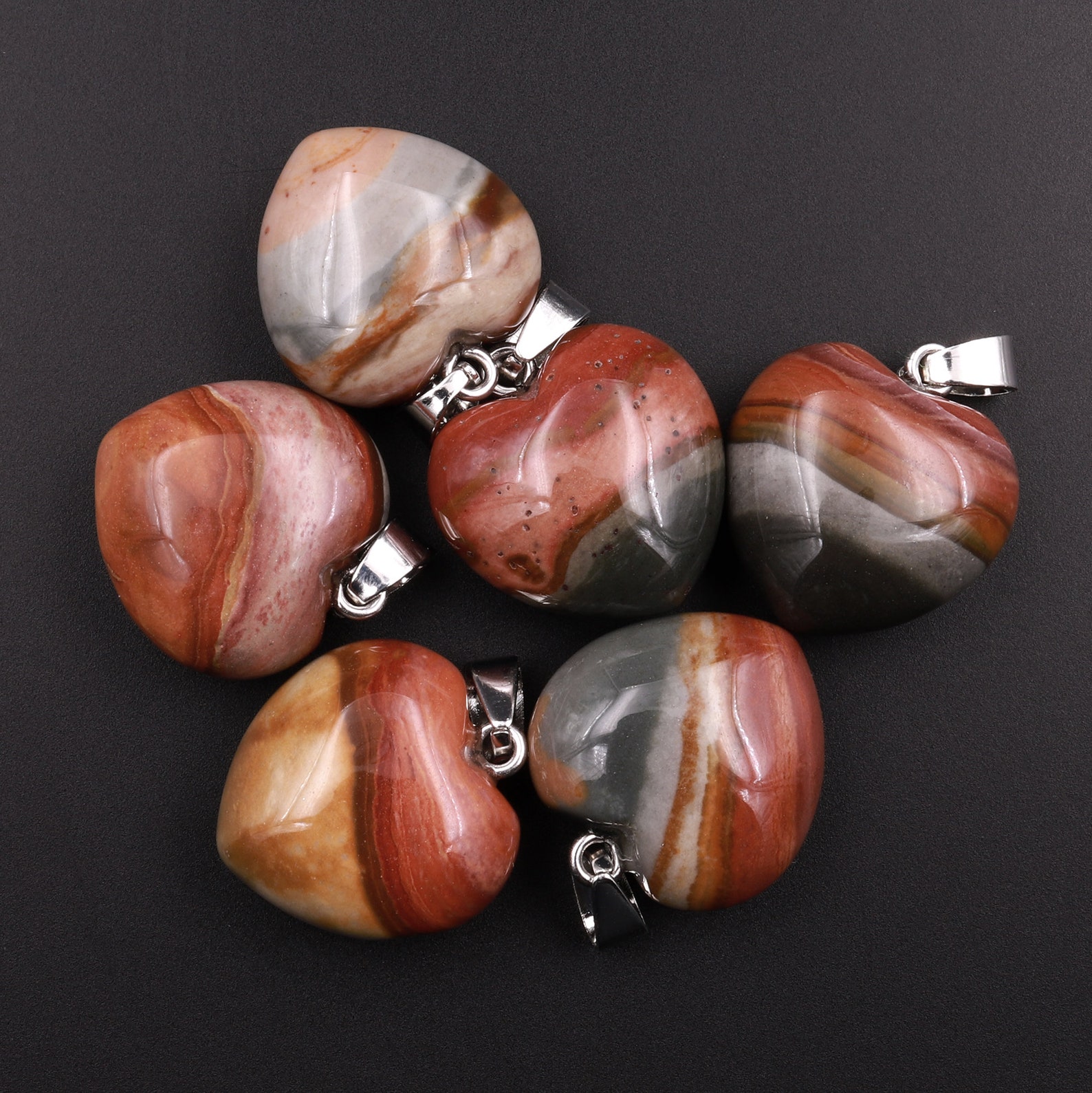Natural Polychrome Jasper Aka Landscape Ocean Jasper Puffy Heart ...