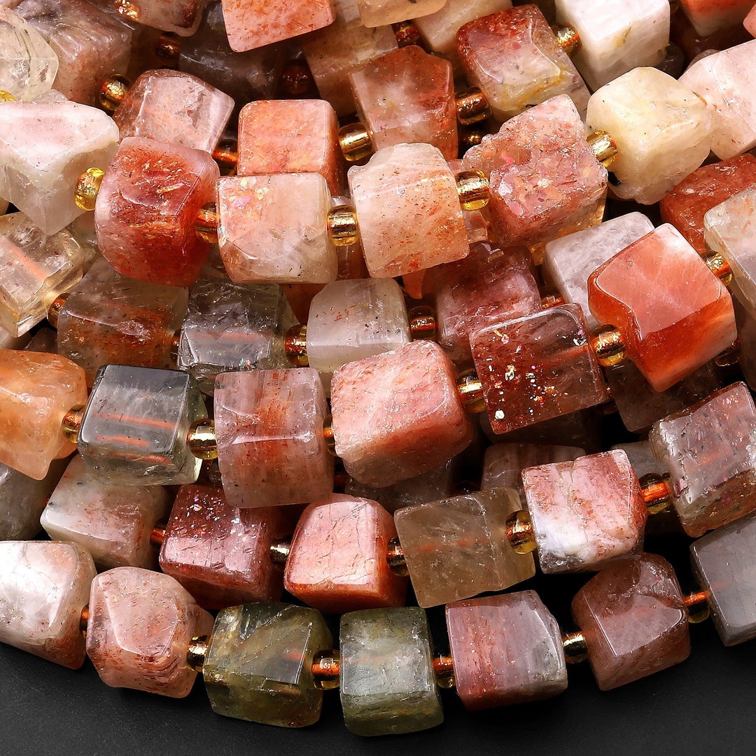 Rare Faceted Natural Arusha Sunstone Cube Beads 6mm 8mm 10mm 15.5 ...