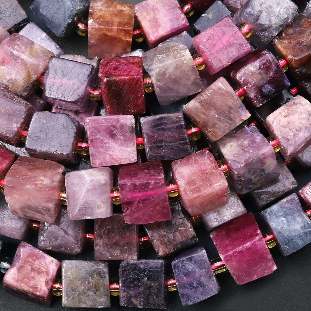 Large Real Genuine Natural Spinel Cube Beads 8mm 10mm Multicolor Red ...