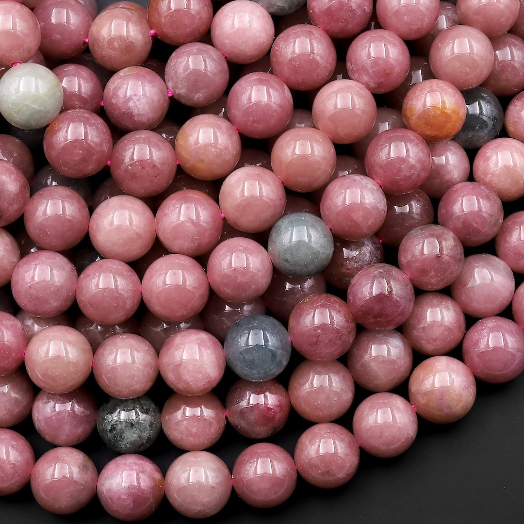 Rare Natural Pink Tourmaline Round Beads 6mm 8mm 10mm Real Genuine ...