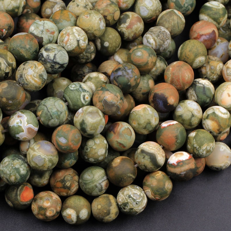 Matte Natural Rainforest Rhyolite Jasper Round 4mm 6mm 8mm - Etsy