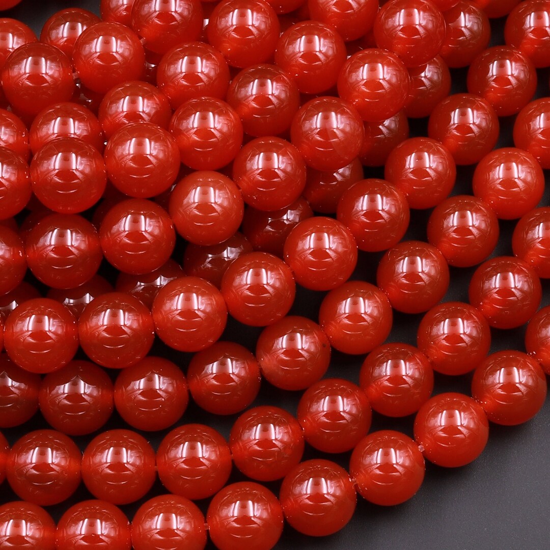Natural Red Agate 4mm 6mm 8mm 10mm 12mm Round Beads Gemstone 15.5 ...