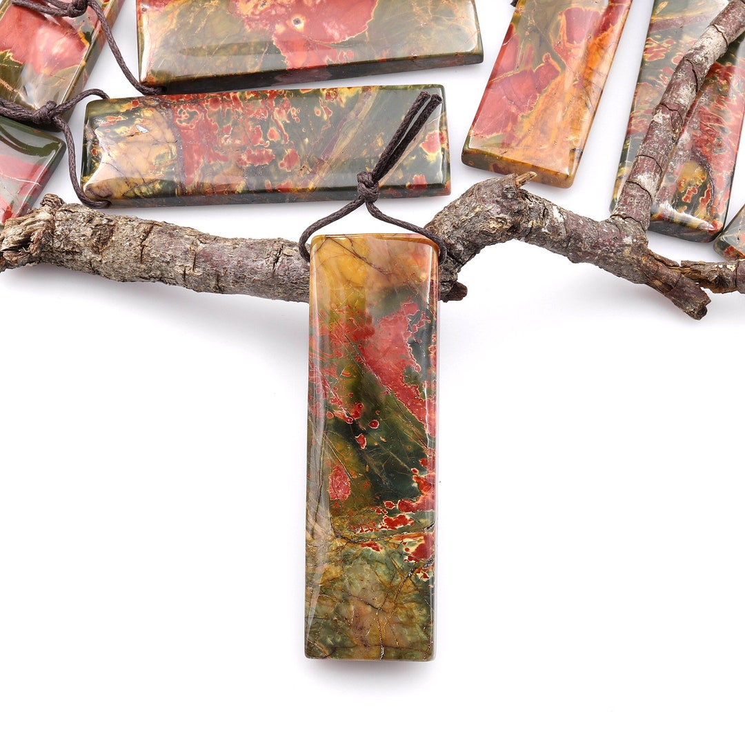 Natural Red Creek Jasper Pendant Top Side Drilled Long Slender ...