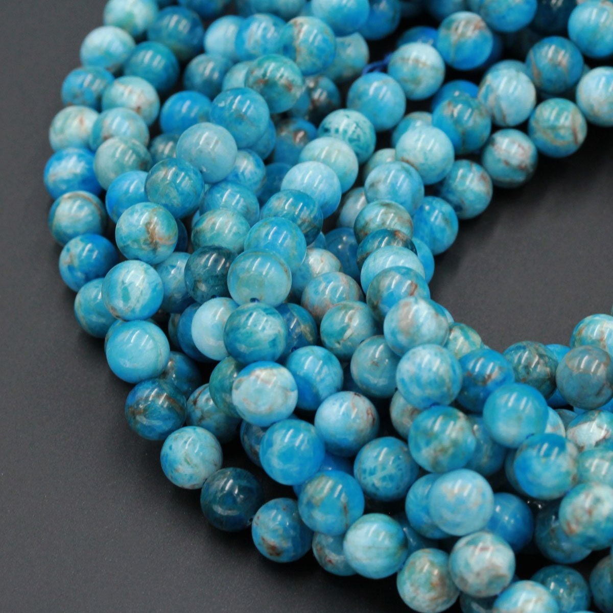 Natural Light Blue Apatite 4mm 6mm 8mm 10mm Round Beads 15.5