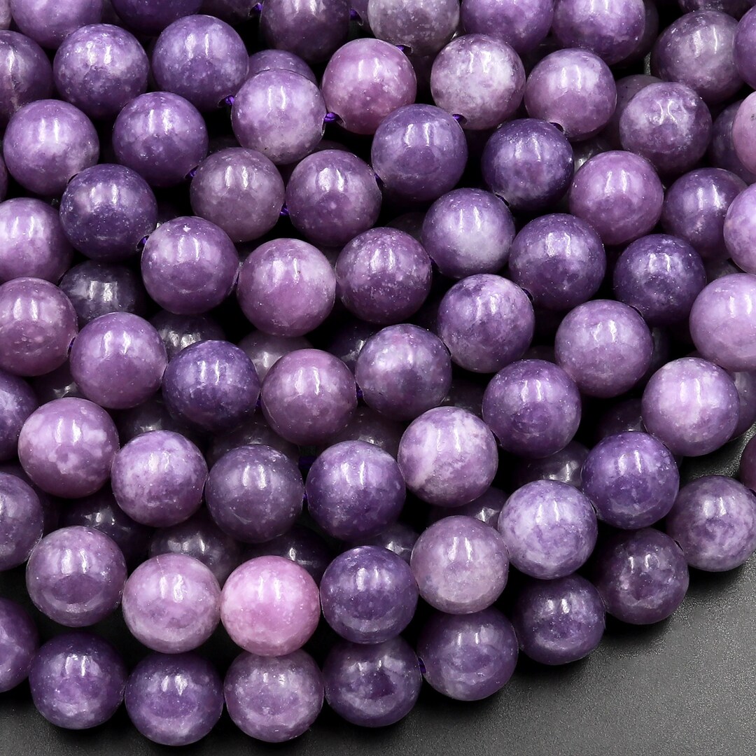AA Natural Violet Purple Lepidolite 4mm 6mm 8mm 10mm Round Beads 15.5 ...