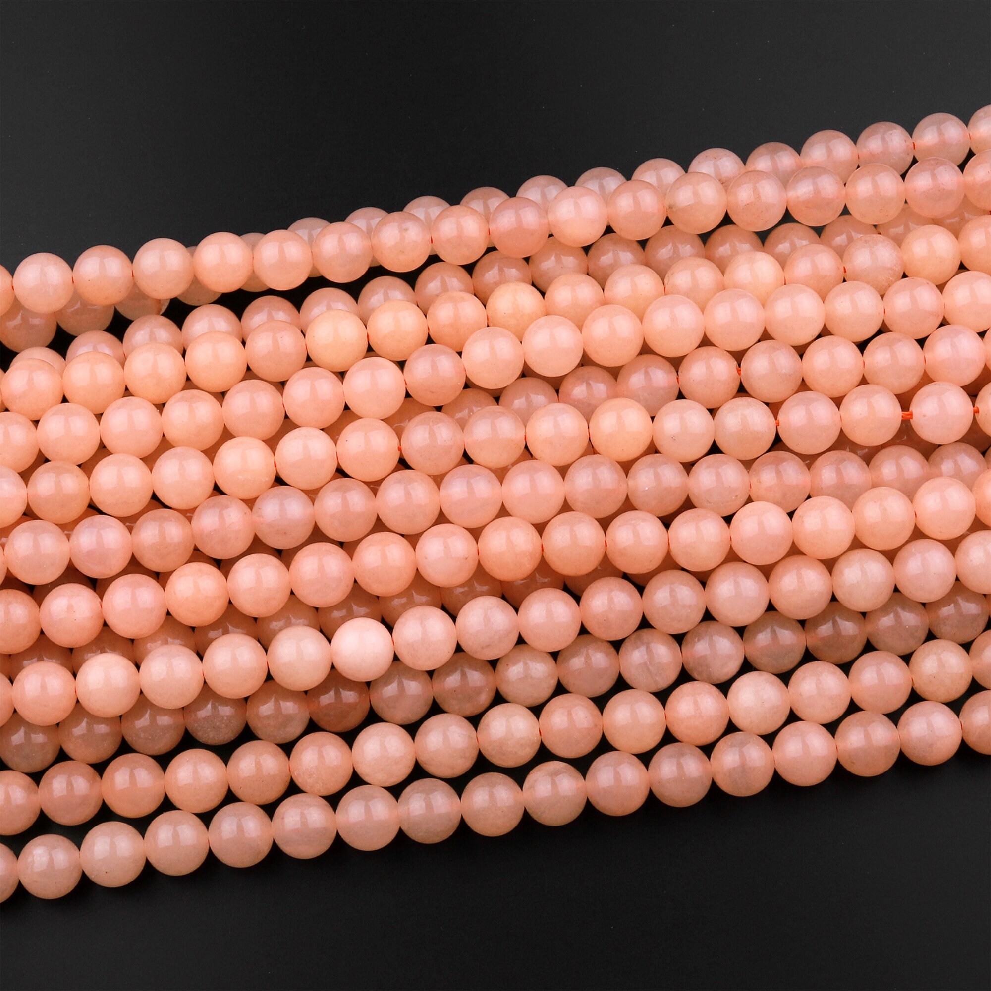 Natural Peach Chalcedony Smooth Round Beads 6mm 8mm 10mm 15.5" Strand ...