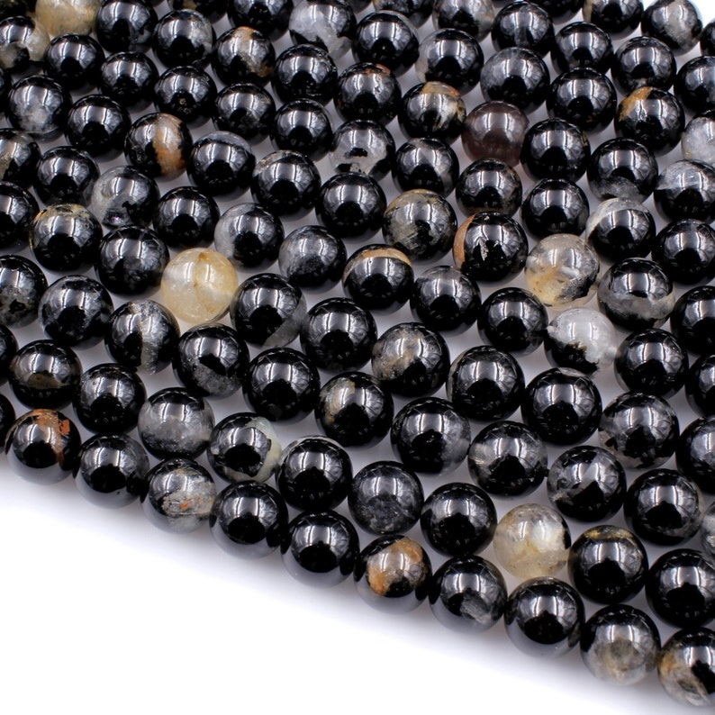 Genuine Natural Black Tourmaline Beads 4mm 6mm 8mm 10mm 12mm | Etsy