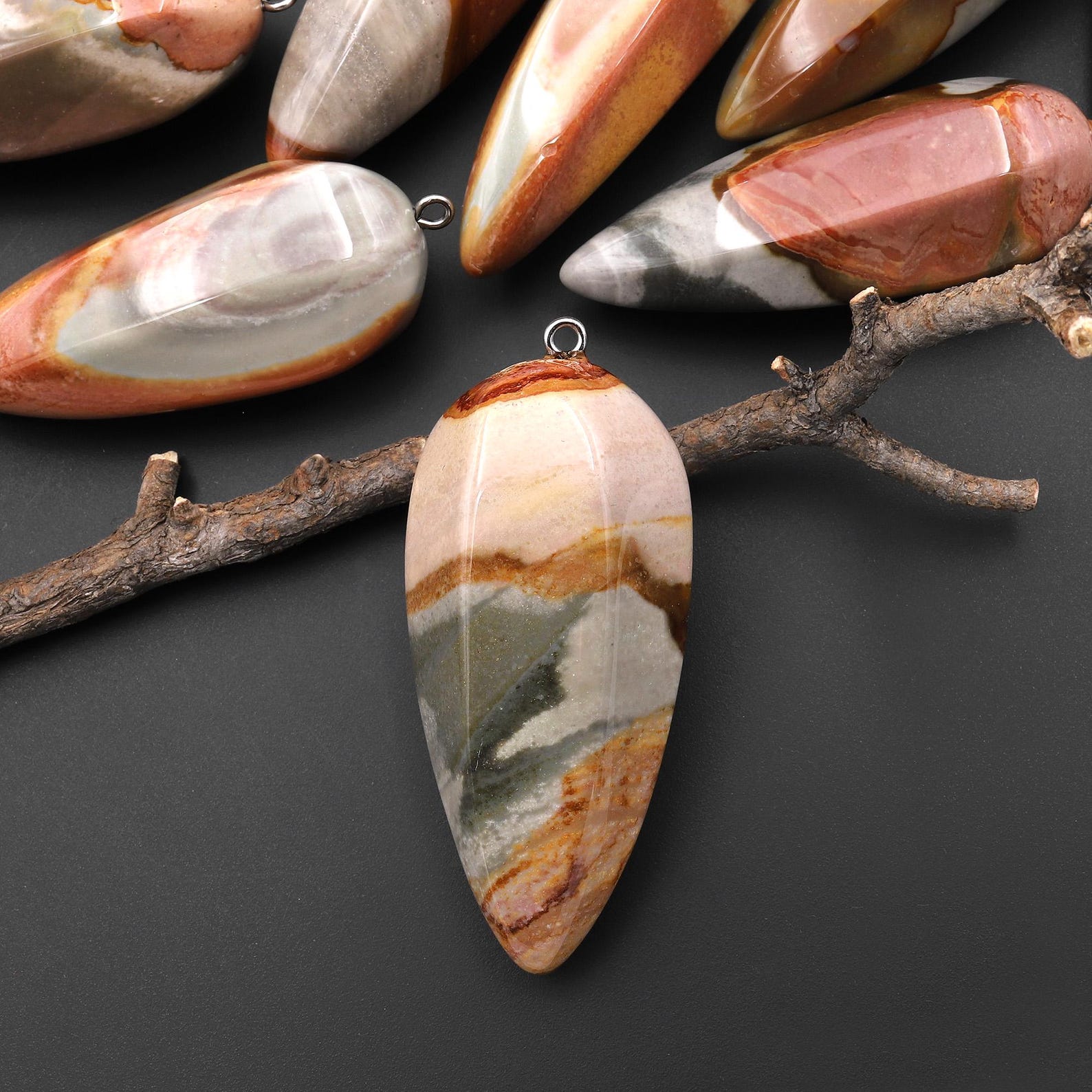 Natural Polychrome Jasper Aka Landscape Ocean Jasper Pendant Crystal ...