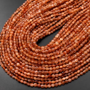 AAA Fiery Natural Sunstone Faceted 4mm Coin Beads 15.5 Strand - Etsy