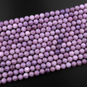 Natural Light Violet Purple Lepidolite 4mm 6mm 8mm 10mm Round Beads 15. ...