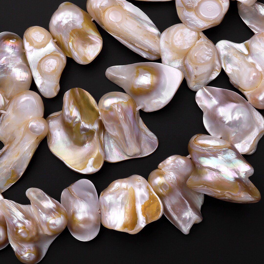Large Genuine Freshwater Blister Pearl Freeform Top Side Drilled ...