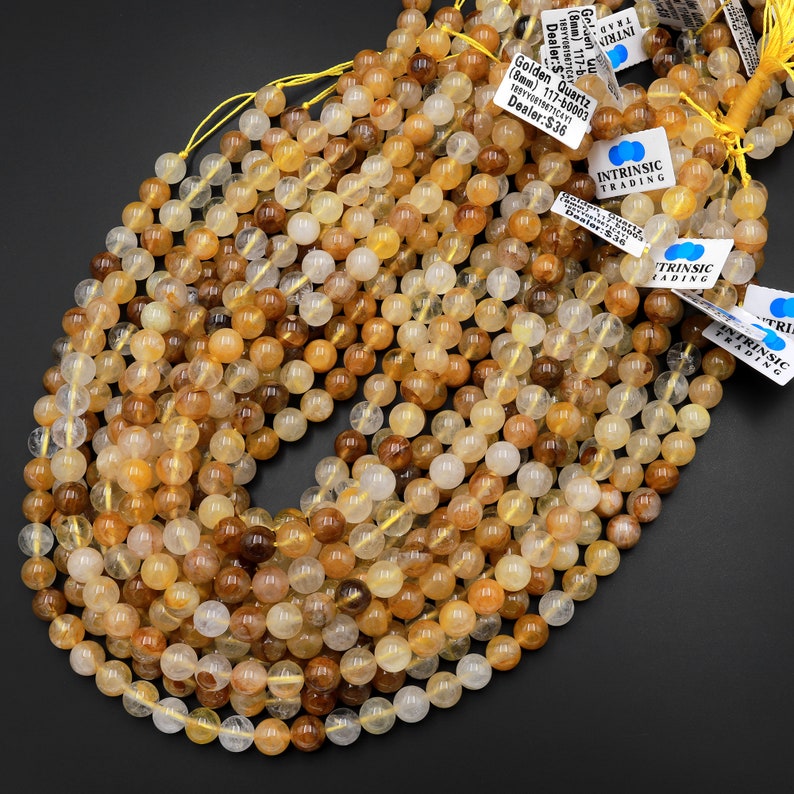 Natural Golden Healer Quartz 6mm 8mm 10mm Round Beads - Etsy