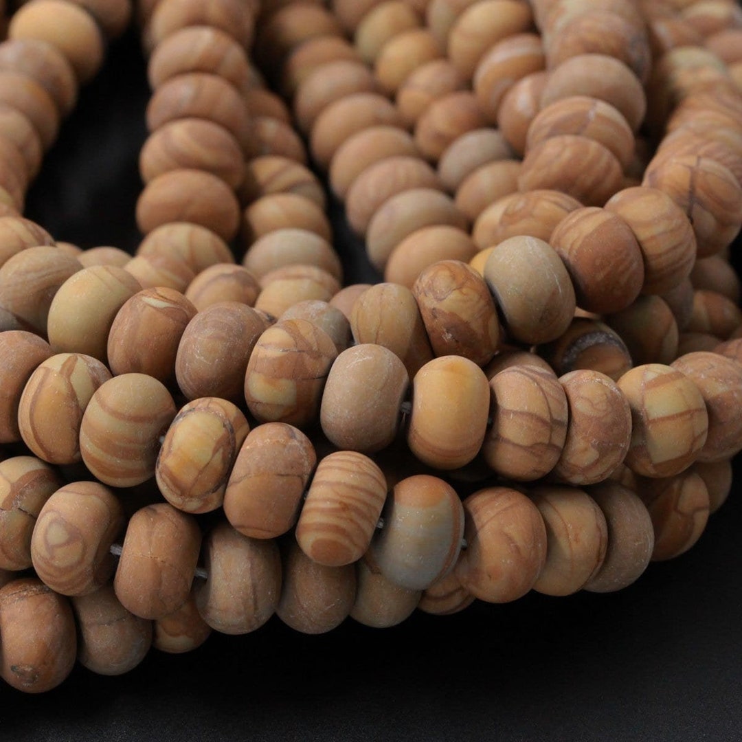 Natural Wooden Jasper Large Matte Rondelle Bead 8mm 10mm 12mm Earthy ...