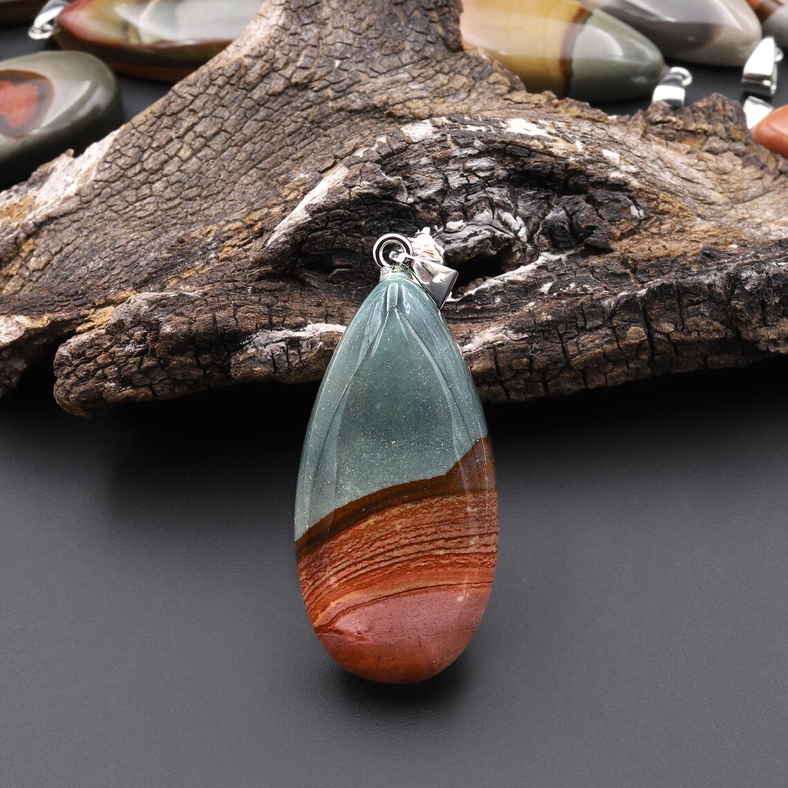 Natural Polychrome Jasper Aka Landscape Ocean Jasper Teardrop Pendant ...