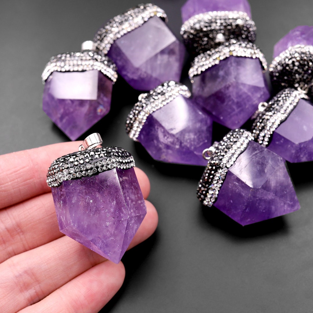 Natural Lilac Purple Amethyst Thick Obelisk Point Pendant Pendulum ...