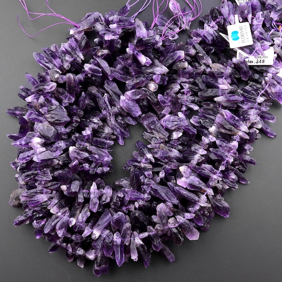 Natural Amethyst Beads Freeform Raw Rough Unpolished Purple Crystal Gemstone Good for Making Earrings 15.5 Strand Etsy