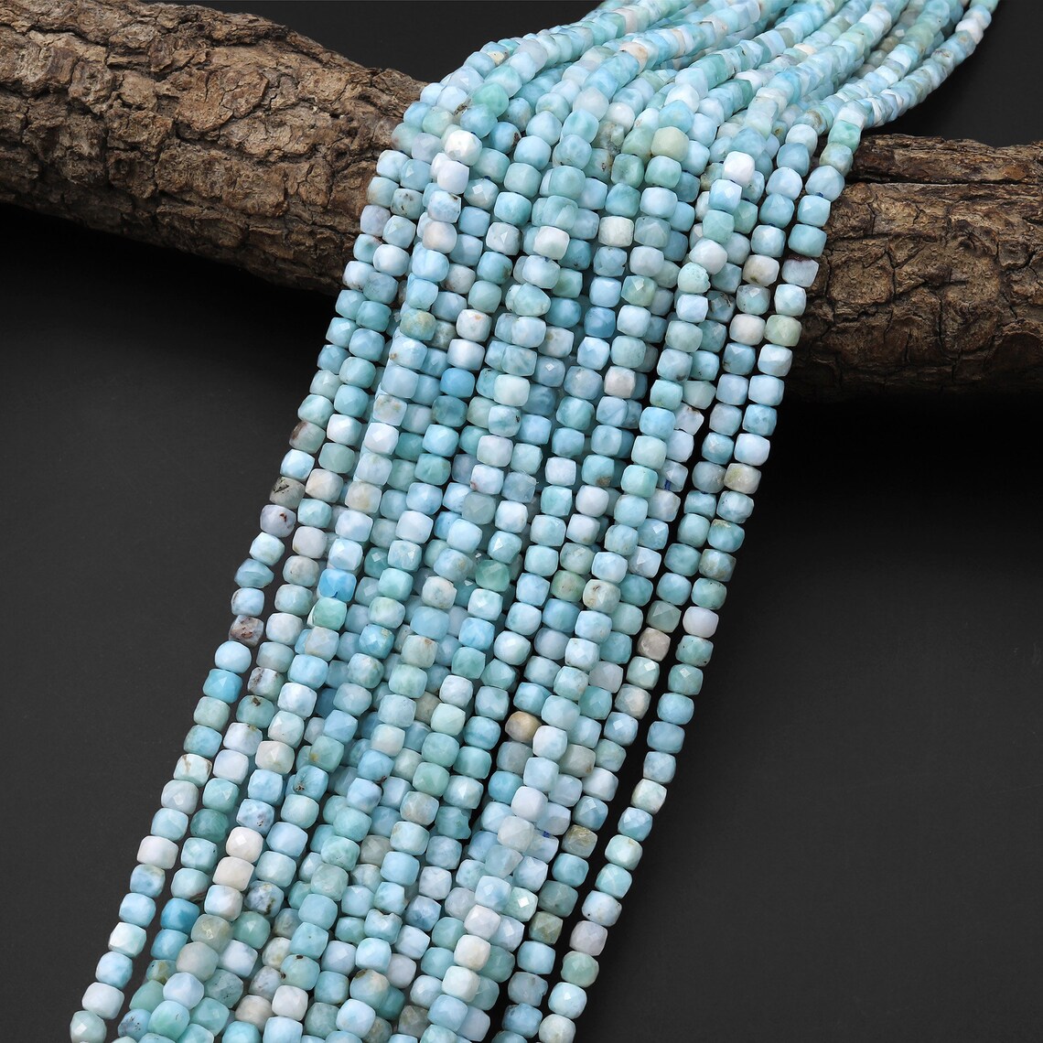 AA Genuine Natural Blue Larimar Beads Faceted 2mm 4mm Cube Beads 15.5 ...