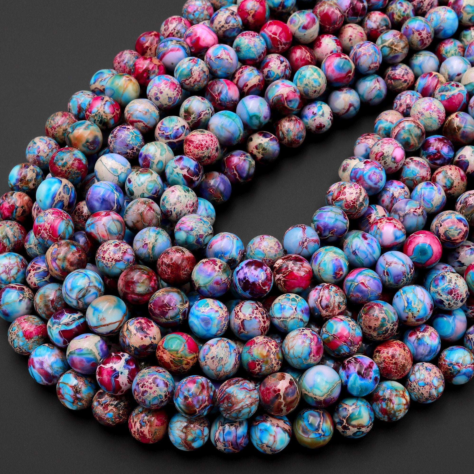 Rainbow Sea Sediment Jasper Smooth Round Beads 4mm 6mm 8mm - Etsy