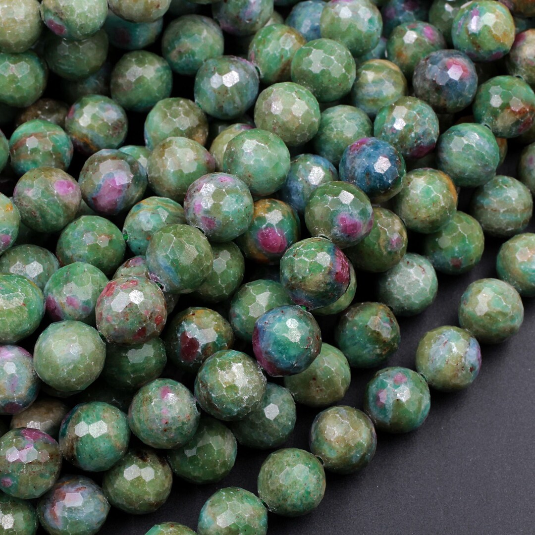 Natural Ruby Fuchsite Large Faceted Round 6mm 7mm 8mm 10mm 12mm 14mm ...