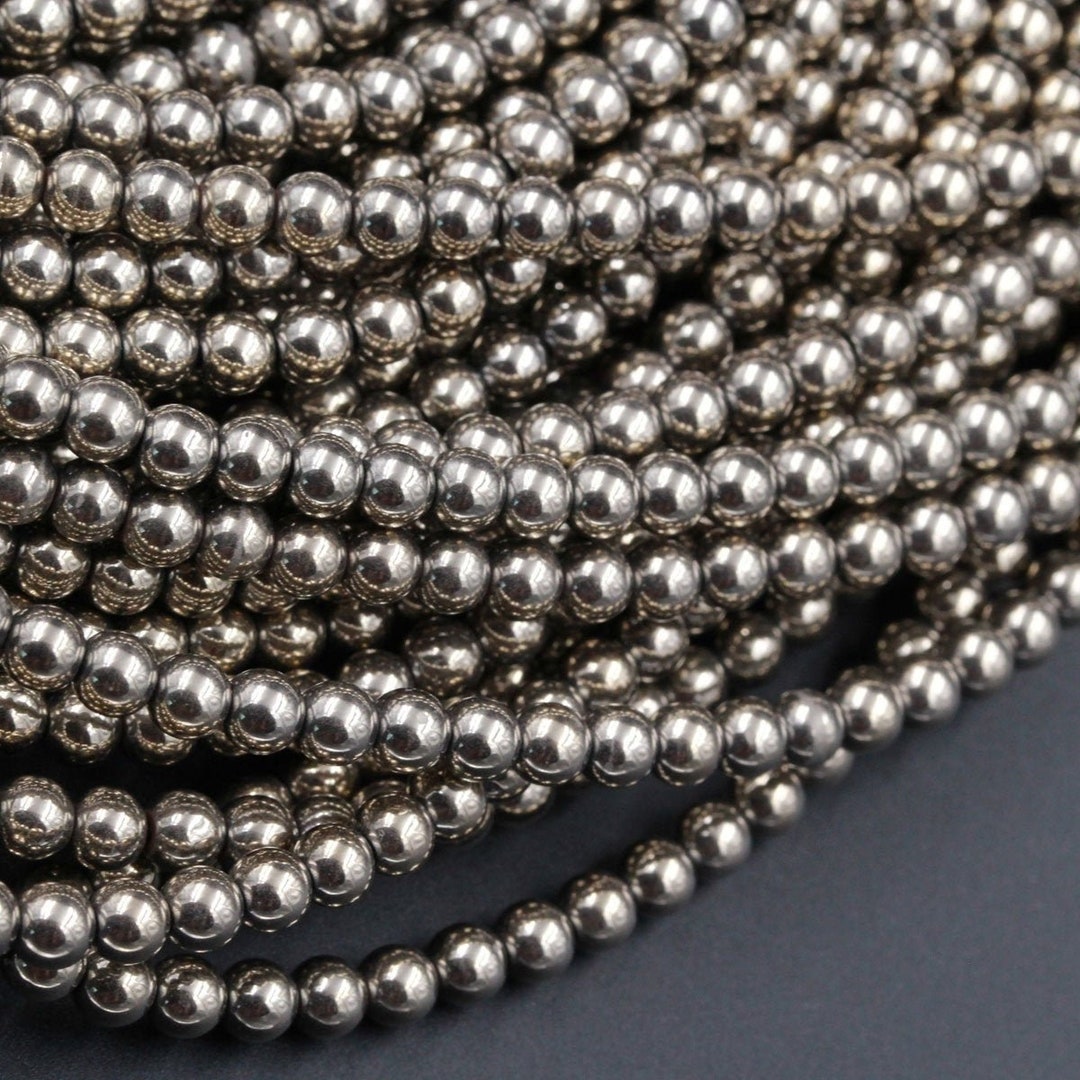 Titanium Pyrite 2mm 3mm 4mm 6mm 8mm 10mm Smooth Round Beads 15.5 ...