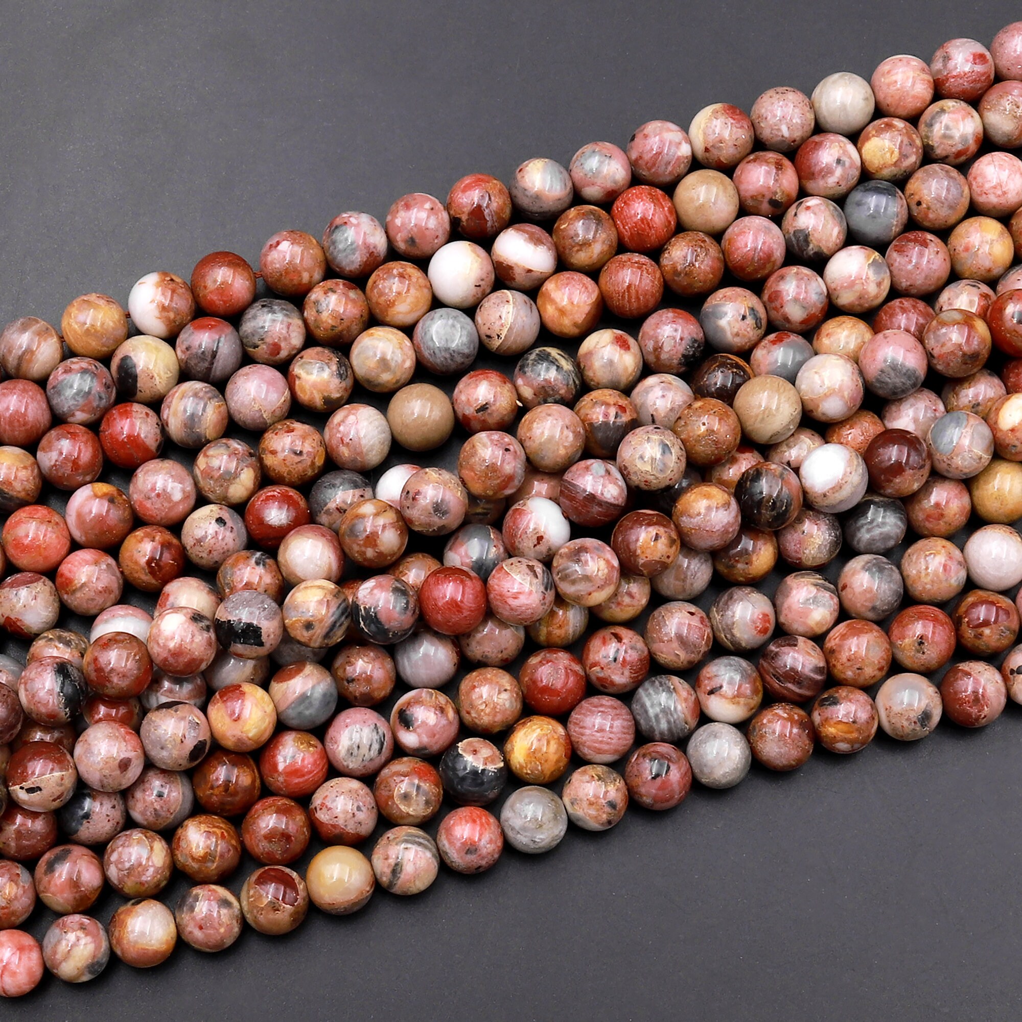 Rare Natural Chert Breccia Jasper 6mm 8mm Round Beads Exotic Stone From ...