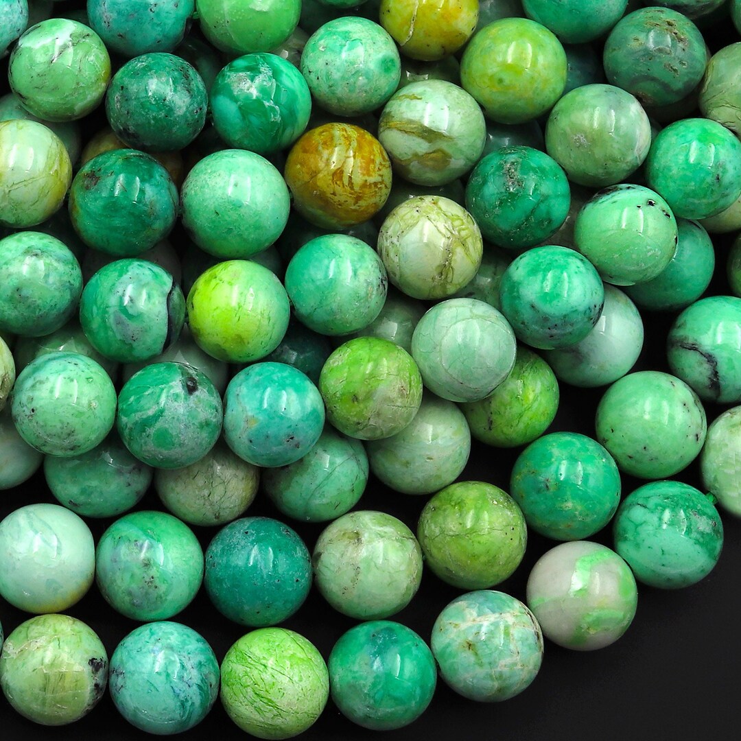 Natural Nevada Apple Variscite 6mm 8mm 10mm Round Beads 15.5" Strand - Etsy
