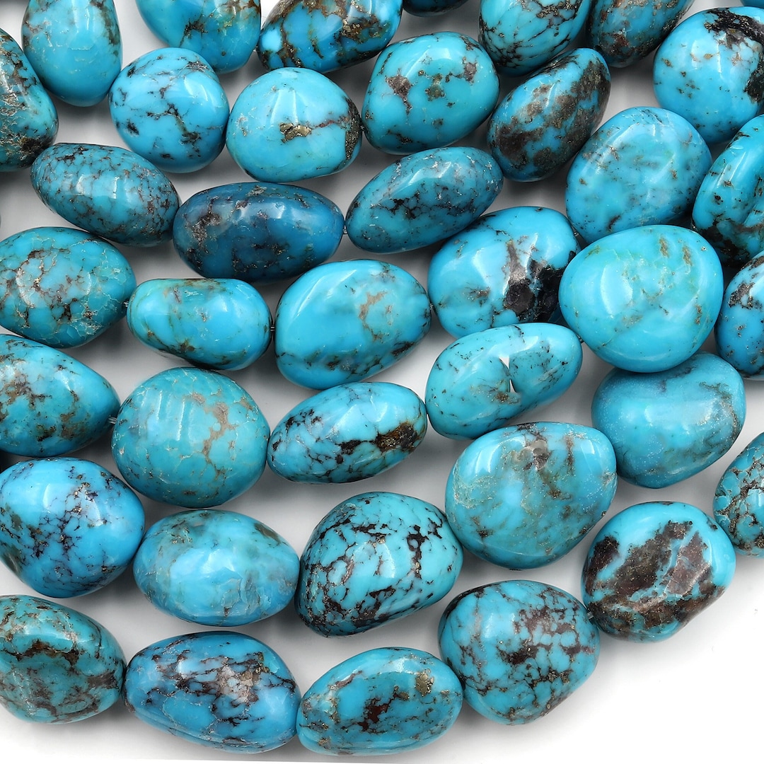 Genuine Natural Blue Turquoise Freeform Pebble Beads Nuggets 15.5 ...