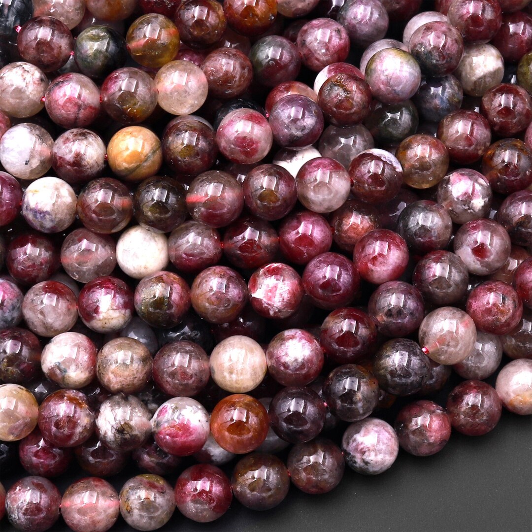 Natural Rubellite Tourmaline 4mm 6mm 8mm Smooth Round Beads 15.5 ...