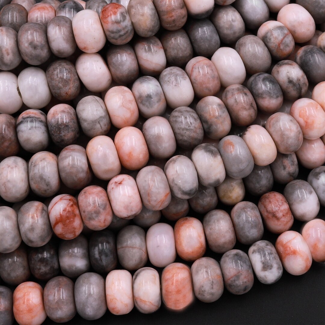 Natural Pink Zebra Jasper 6mm 8mm Smooth Rondelle Beads 15.5" Strand - Etsy