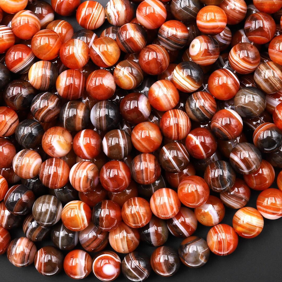 AAA Natural Banded Agate Beads – Warm Sardonyx Agate 6mm 8mm 10mm Round ...