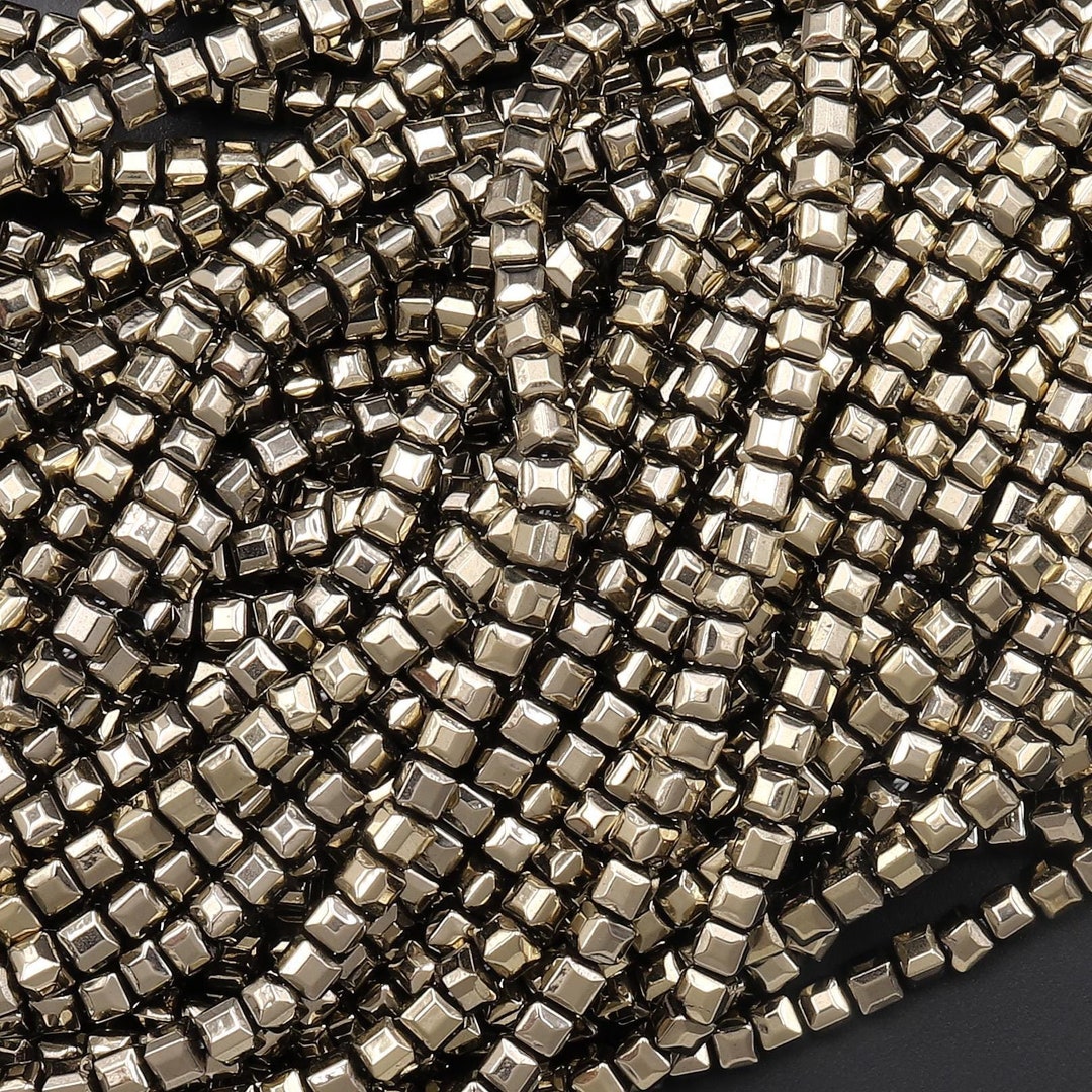 Faceted Titanium Pyrite 2mm 3mm 4mm 6mm Cube Dice Beads 15.5" Strand - Etsy