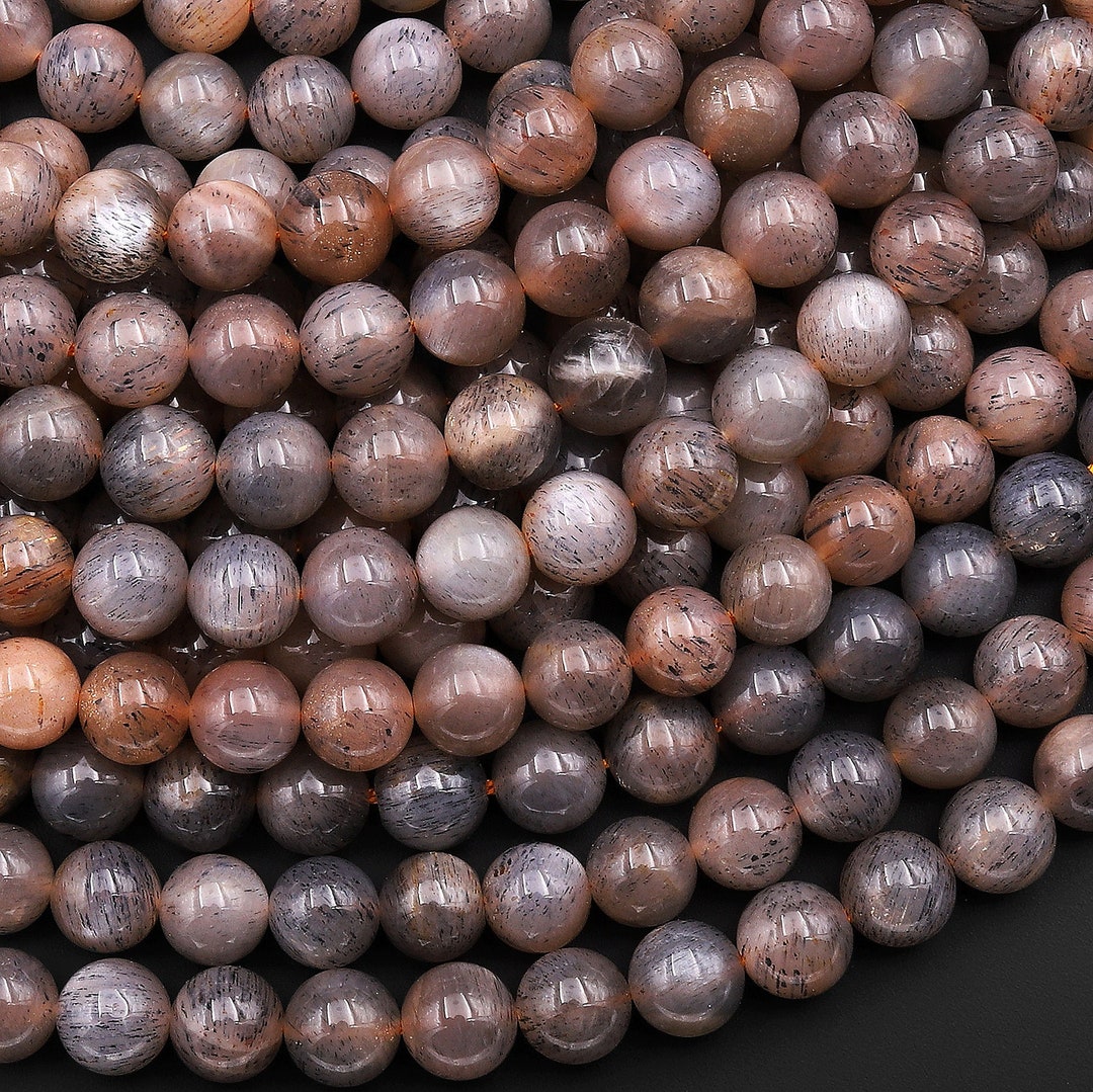 Rare Natural Black Peach Gray Chocolate Moonstone 6mm 8mm 10mm Round ...