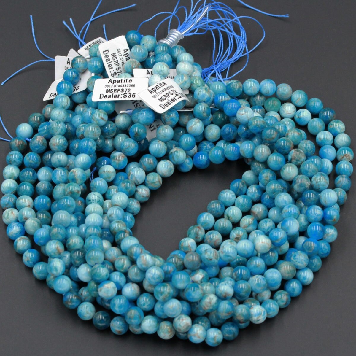 Natural Light Blue Apatite 4mm 6mm 8mm 10mm Round Beads 15.5