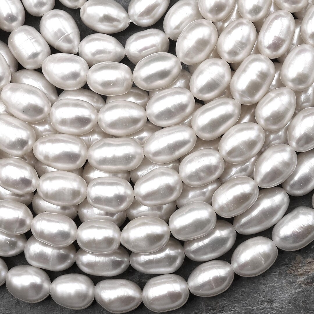 Genuine White Freshwater Potato Oval Rice 8mm 10mm Pearl Shimmery ...