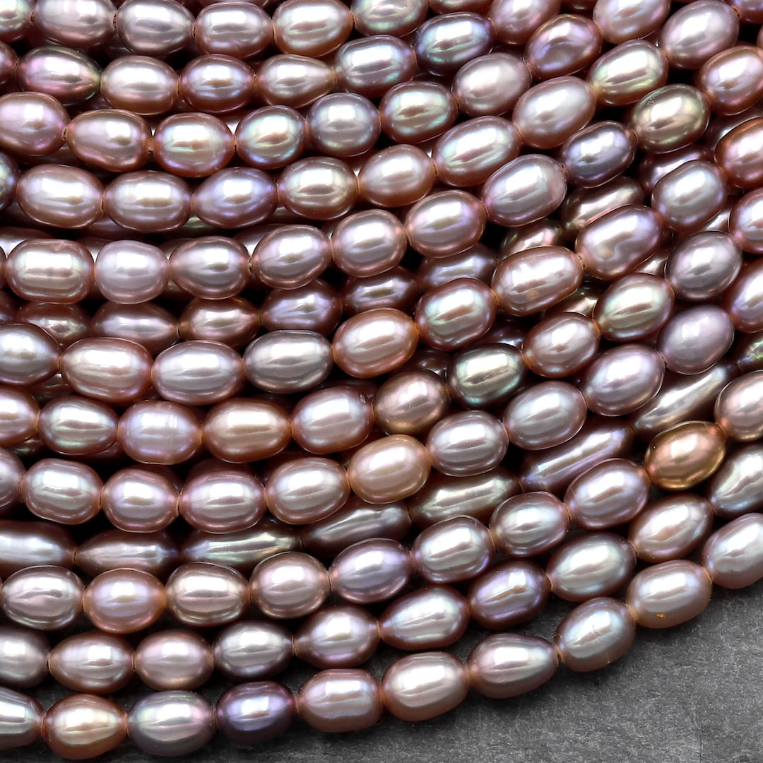 AAA Genuine Freshwater Natural Metallic Mauve Pink Purple Pearl Oval ...