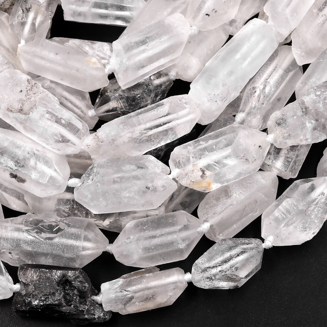 Natural Raw Rough Tibetan Quartz Beads Drilled Double Terminated Points ...