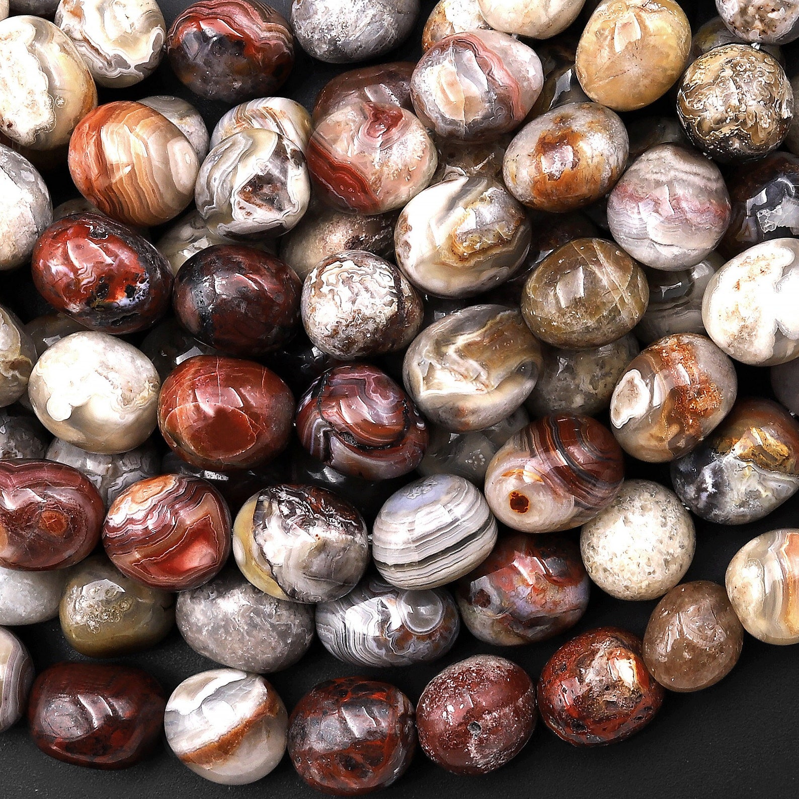 Natural Laguna Lace Agate Freeform Pebble Nugget Beads From Mexico 15.5 ...