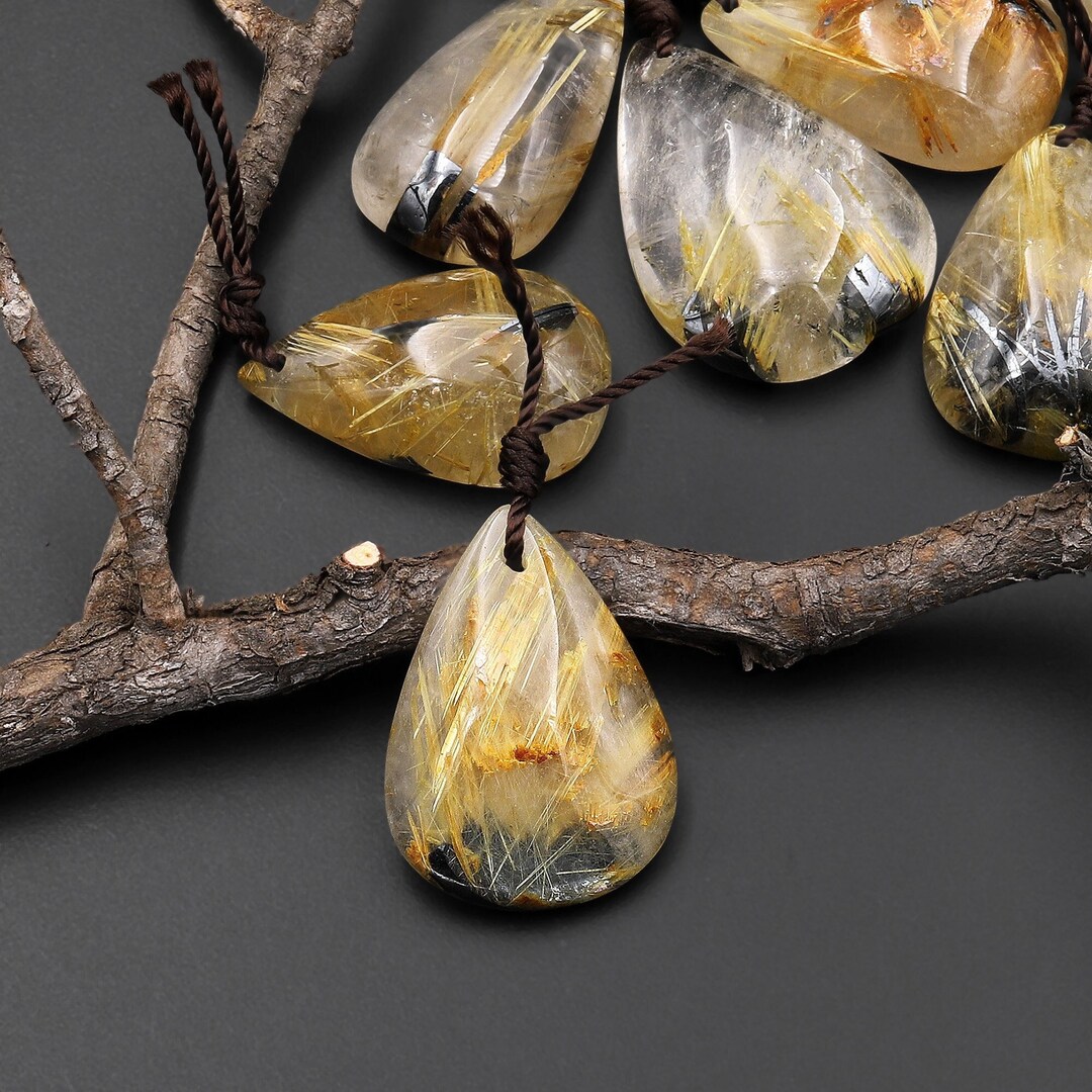 Natural Titanium Golden Hematite Rutilated Rutile Quartz Teardrop ...