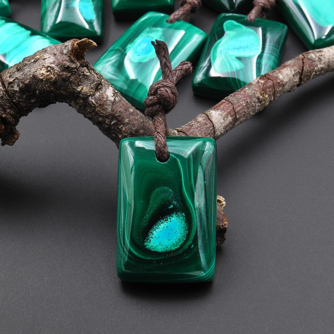 Extremely Rare Natural Blue Chrysocolla Green Malachite Rectangle ...