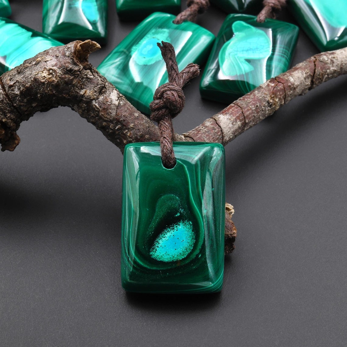 Extremely Rare Natural Blue Chrysocolla Green Malachite Rectangle ...