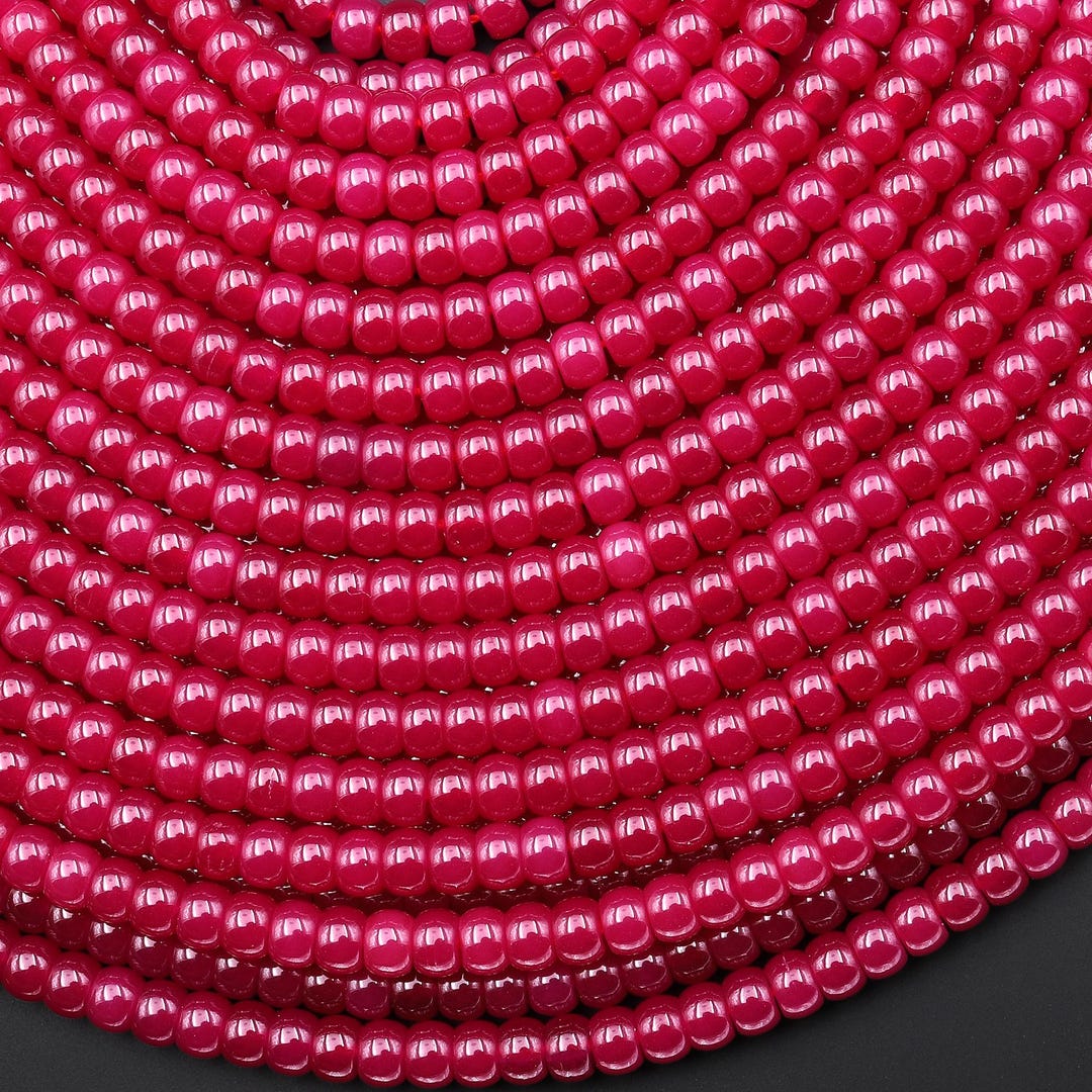 Lab-grown Red Ruby Smooth 4mm Rondelle Gemstone Beads 15.5" Strand - Etsy