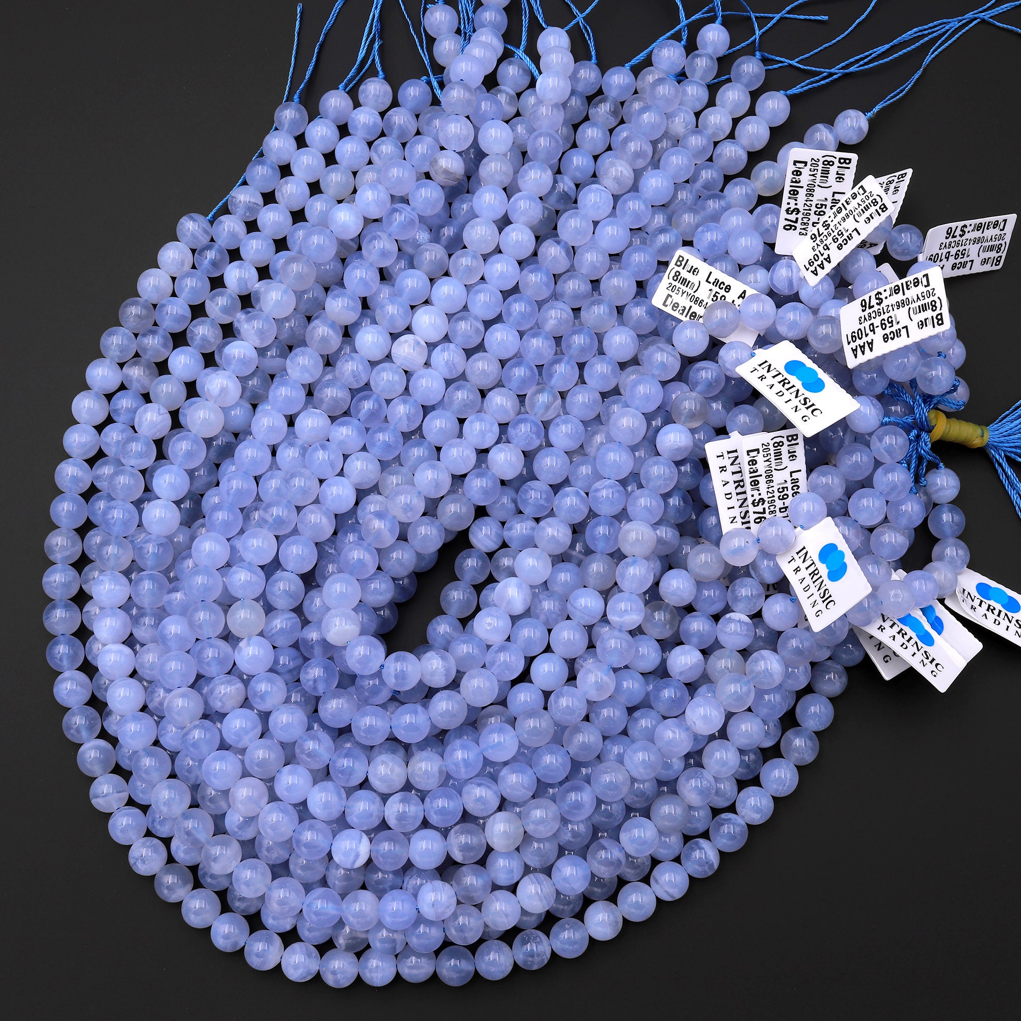 AAA Natural Blue Lace Agate Beads 4mm 6mm 8mm 10mm Round Beads 15.5 ...