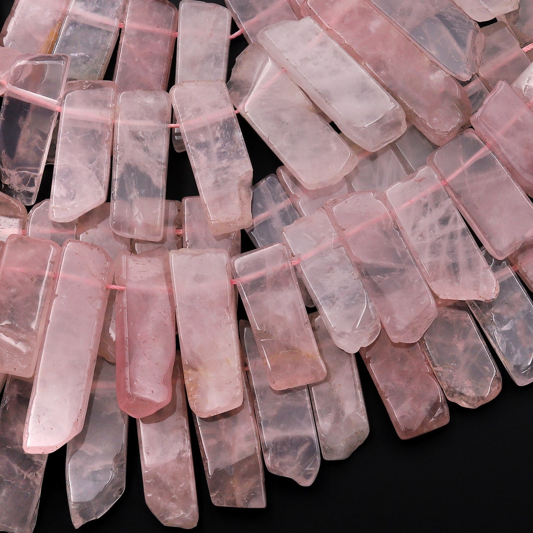 Natural Rose Quartz Rectangle Beads Spike Focal Pendant Cleopatra Style ...