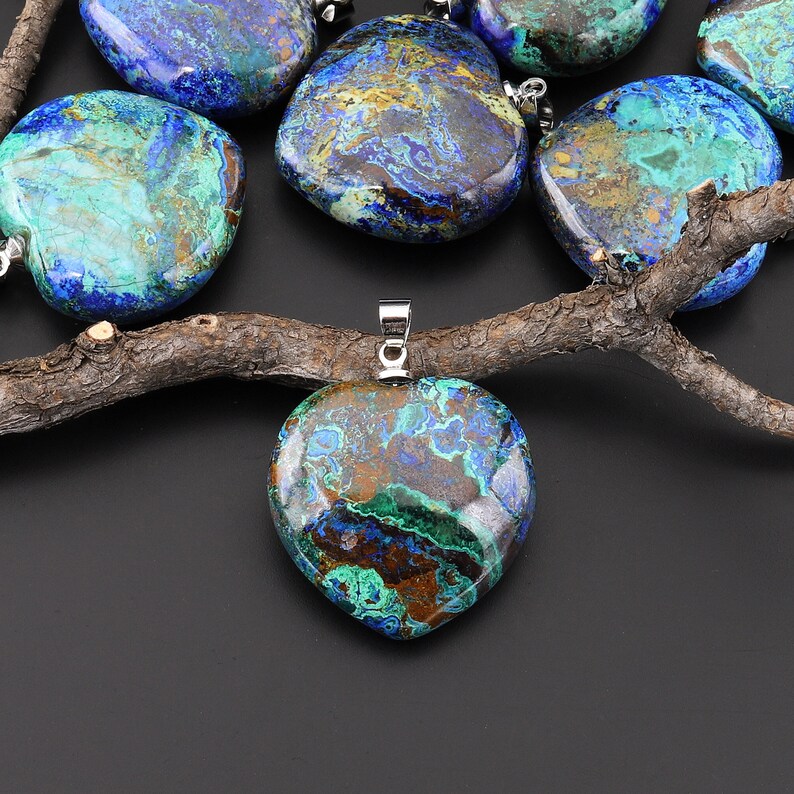 AAA Natural Shattuckite Heart Gemstone Pendant Malachite Chrysocolla ...