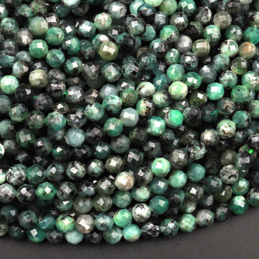Real Genuine Natural Green Emerald Gemstone Faceted 3mm 4mm 5mm Round ...