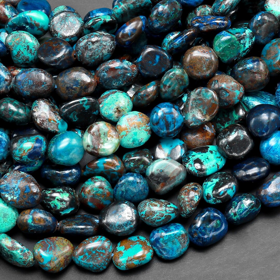 Natural Shattuckite Freeform Oval Pebble Nugget Beads Blue Azurite ...