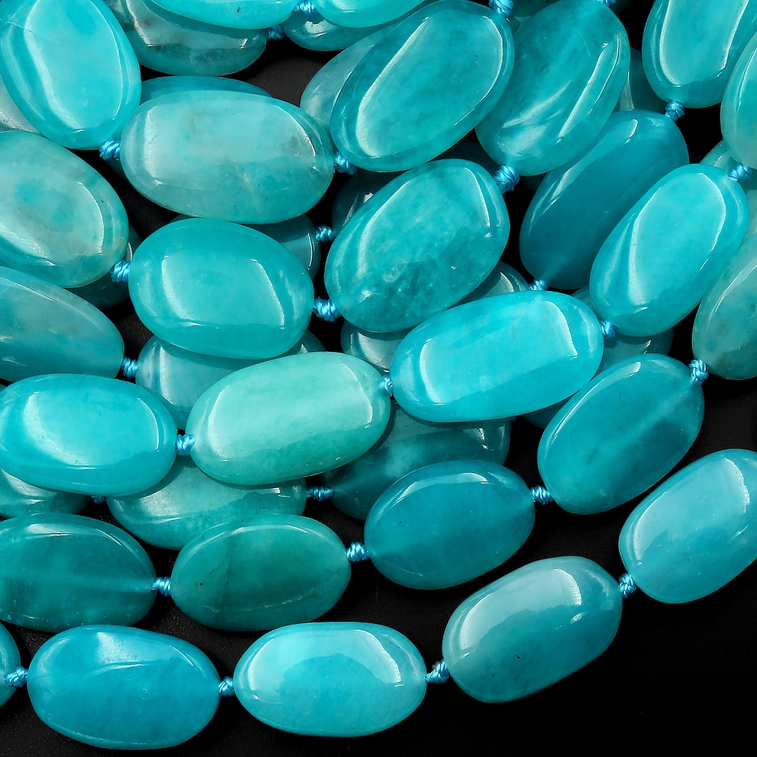 AAA Natural Peruvian Amazonite Smooth Oval Beads 15.5" Strand - Etsy