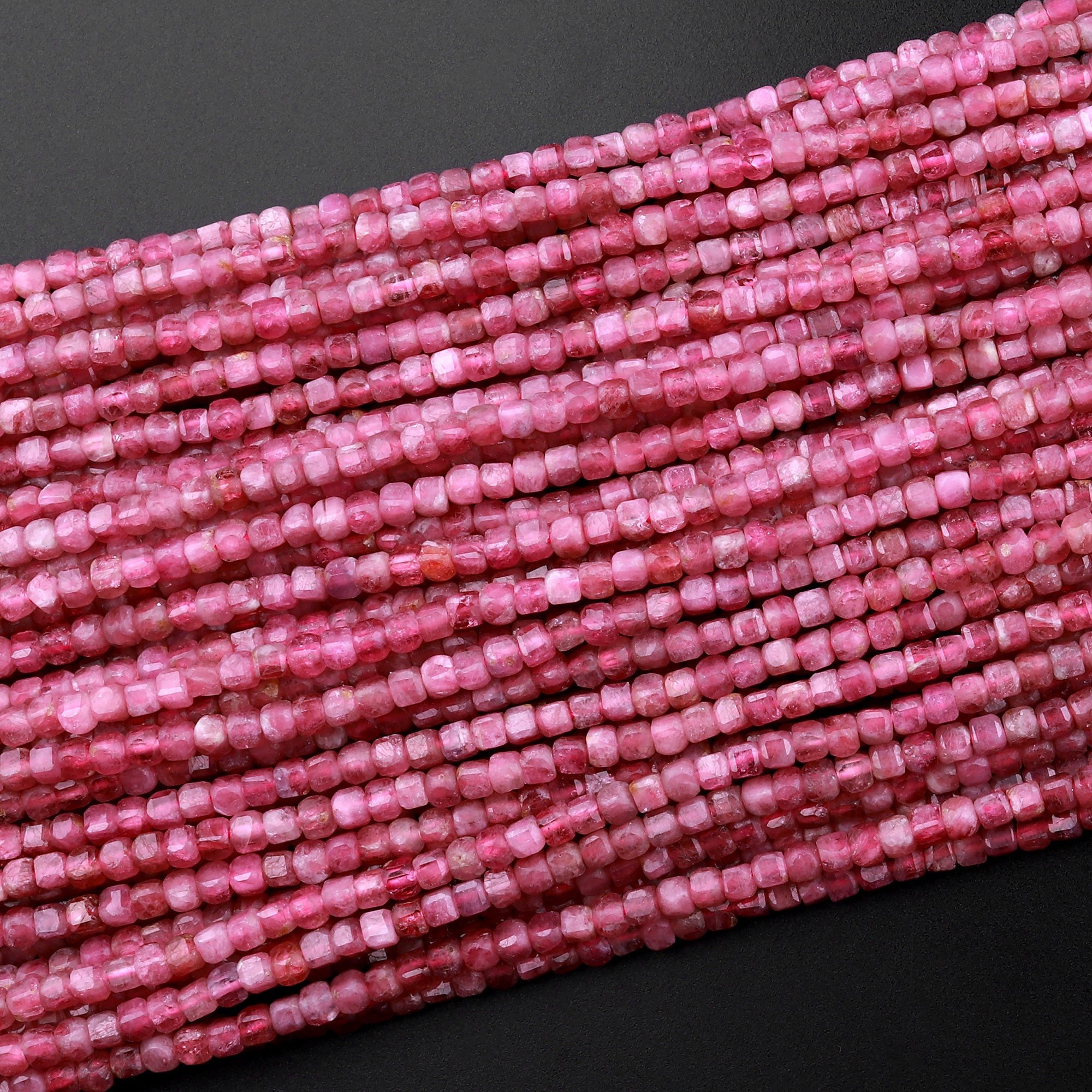 AAA Natural Pink Tourmaline Faceted 2mm 3mm Cube Square Dice - Etsy